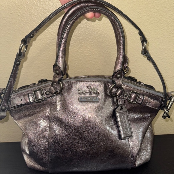 Coach | Bags | Coach Madison Sophia Gun Metal Leather Purse | Poshmark